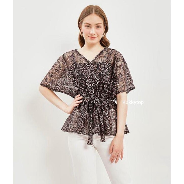 Jual Kukky Top Baju Atasan Wanita Brokat Blouse Lace Korean Style 20885 ...