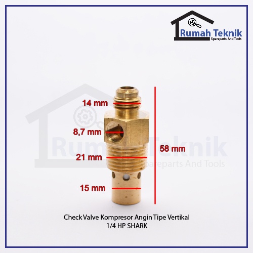 Jual Check Valve Katup Satu Arah Kompresor Angin 1/4 HP Shark Bahan ...