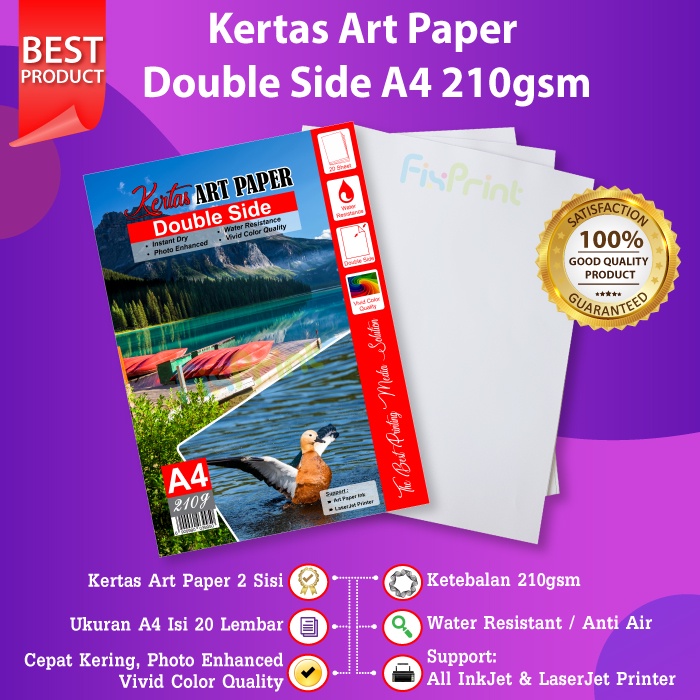 Jual Photo Paper 210gsm 20 Sheets Kertas Art Paper A4 210 gram 20 lembar | Shopee Indonesia
