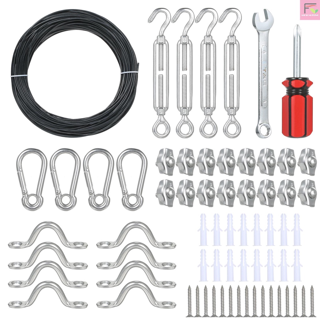 Jual F&L 66PCS Outdoor String Light Hanging Hardware Kit Set with 164Ft ...
