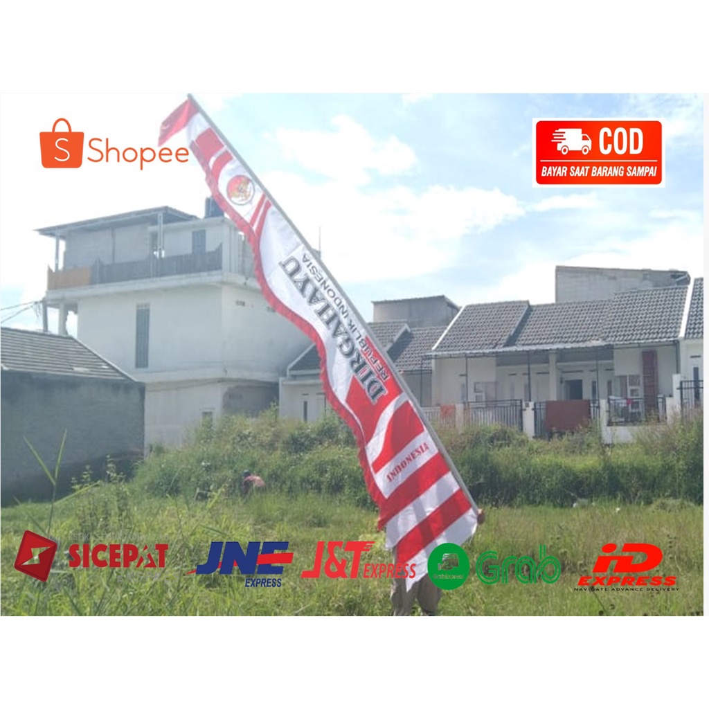 Jual Umbul Umbul Bandir JUMBO Bendera Merah Putih Sablon Dirgahayu Garuda Indonesia(1kodi/20pcs ...