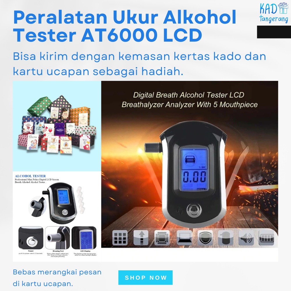 Jual Alcohol Detector LCD Profesional Analisa AT6000 Portable Digital ...