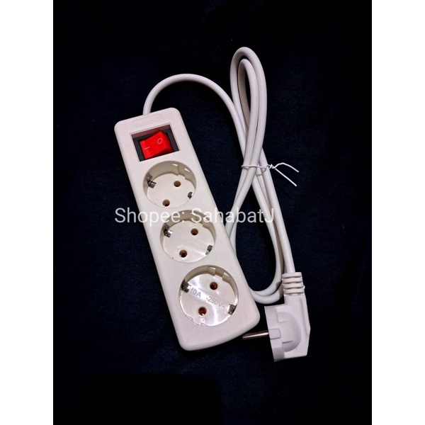 Jual Terminal Stop Kontak 3 Lubang Saklar kabel Set StopKontak kabel colokan saklar indikator ...