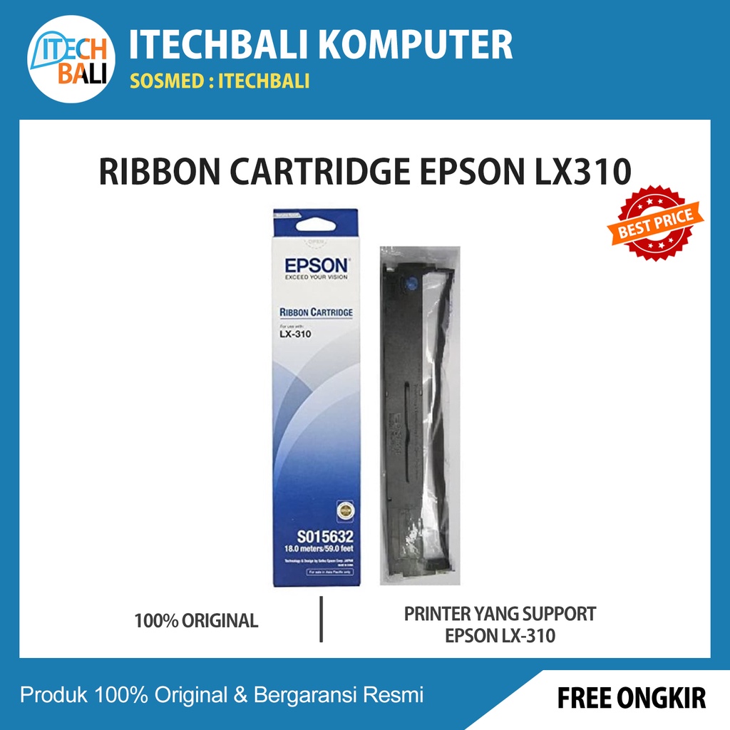 Jual Pita Epson LX-310 S015632 Original |Epson Ribbon Cartridge ...
