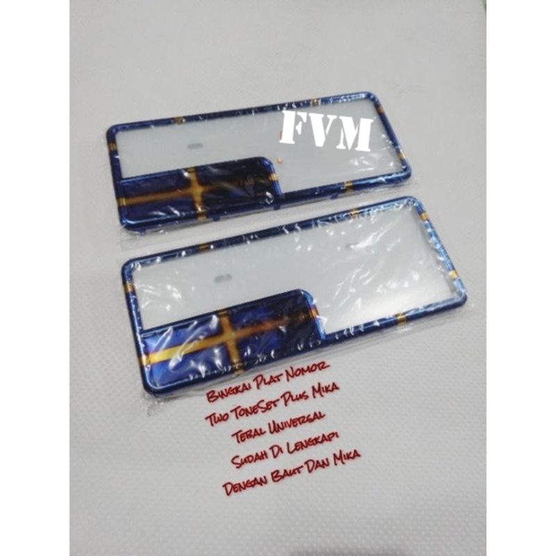 Jual bingkai plat nomor two tone set plus mika tebal universal sudah ...