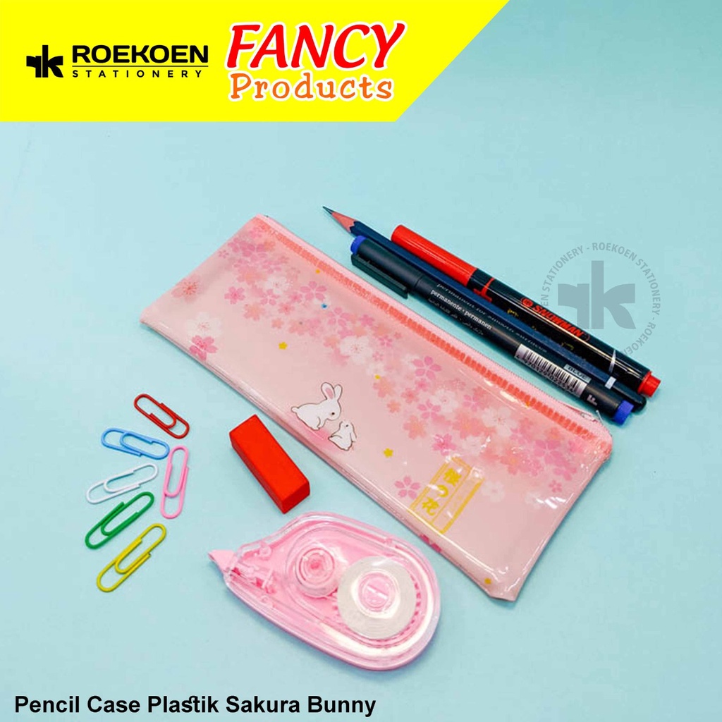 Jual Panmomo Pencil Case Plastik PVC Transparant Zipper Besar Fancy ...