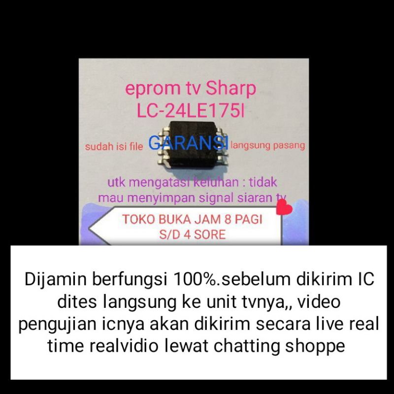 Jual ic eprom firmware memory Sharp lc-24le175i LC-24LE1751 LC-24LE175I tt | Shopee Indonesia