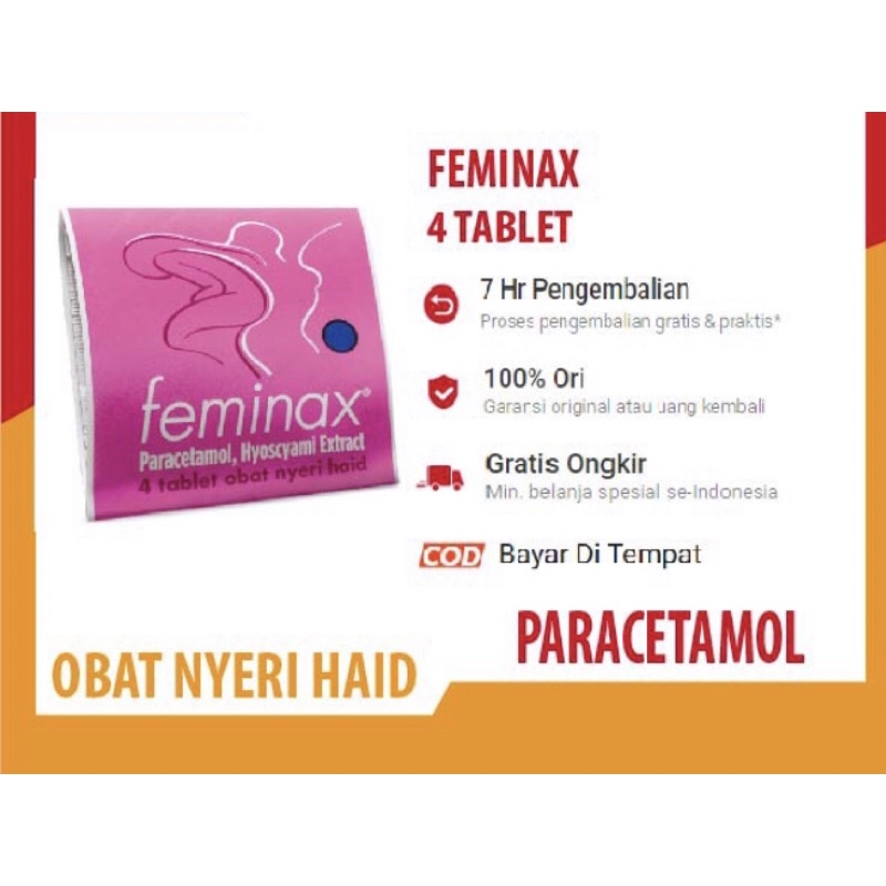 Jual Feminax 4 tablet Paracetamol Pereda Nyeri | Shopee Indonesia