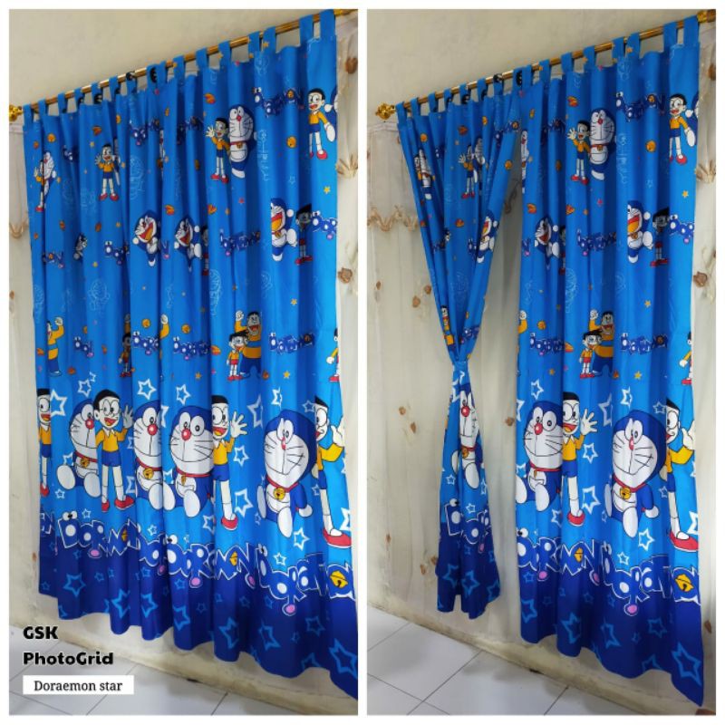 Jual Gorden Doraemon Tali Perekat Hordeng Pintu dan Jendela Uk 120X200 CM | Shopee Indonesia
