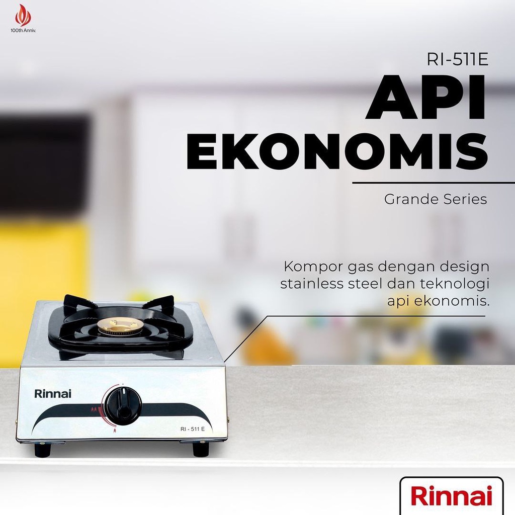 Jual Kompor Gas Rinnai RI-511E Kompor Rinnai 1 Tungku Stainless Style ...