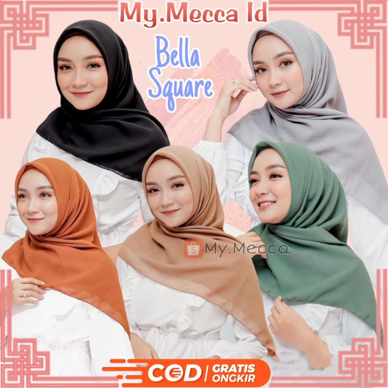 Jual Bella Square Premium Pollycotton Jilbab Segiempat Polos Kekinian Nyaman Digunakan Hijab ...