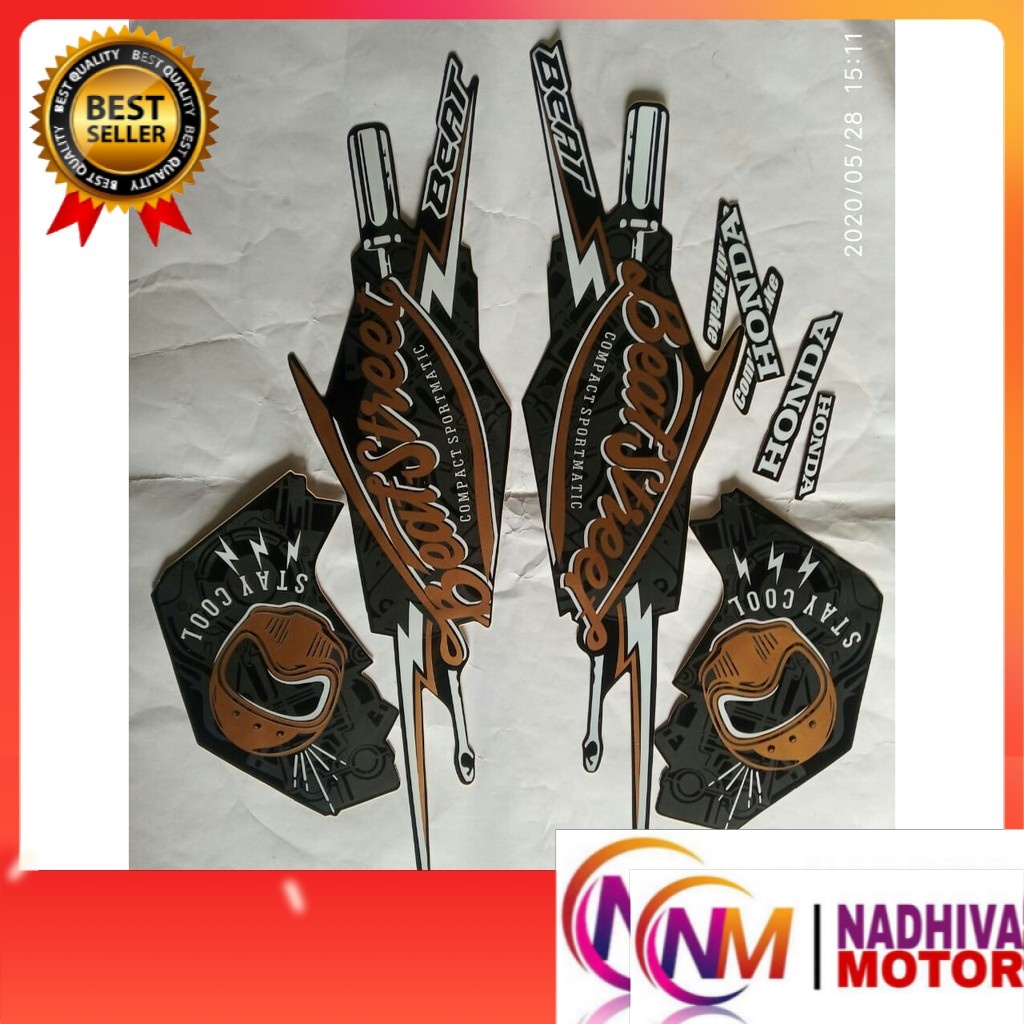 Jual stiker striping honda beat street 2018 hitam | Shopee Indonesia