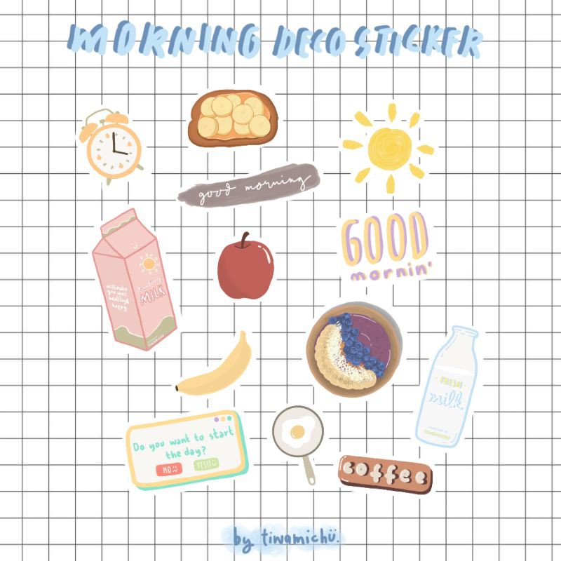Jual Cute Deco Sticker "Morning" Set for daily life | Shopee Indonesia