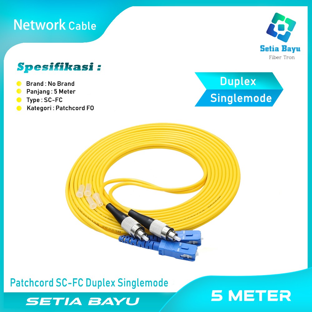 Jual Patchcord SC FC UPC Fiber Optik Duplex Singlemode 5 Meter | Shopee Indonesia