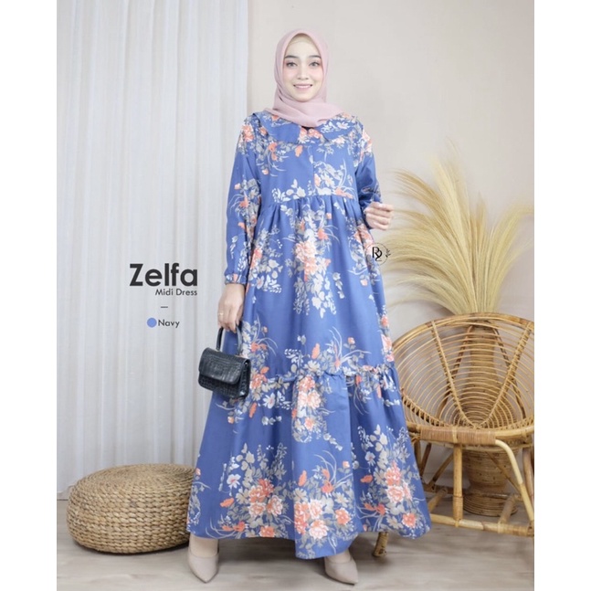 Jual ZELFA MIDI DRESS TERBARU DRESS BUNGA DRES LEBARAN DRES PANTAI DRES ...