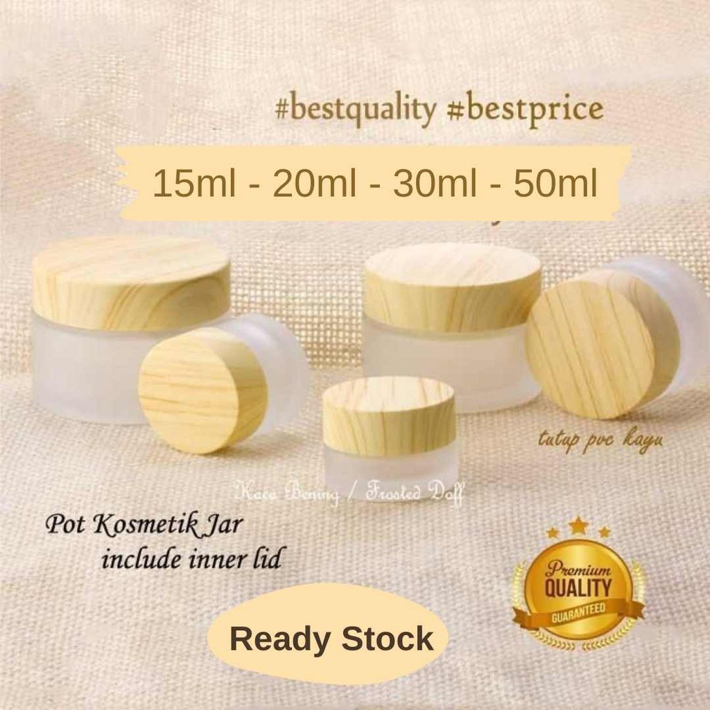 Jual Botol Kosmetik 50ml Pot Safron Kac Doff Bening Tutup Kayu Cream 30 ...