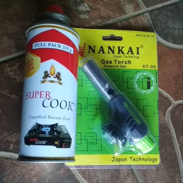 Jual PAKET GAS TABUNG KALENG SUPER COOK PLUS GAS TORCH NANKAI | Shopee ...