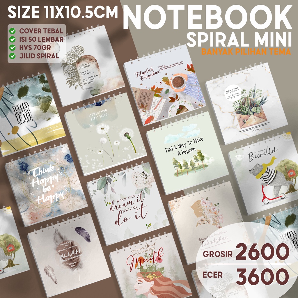 Jual NOTE BOOK SPIRAL MINI UKURAN 11X10.5CM | NOTEBOOK AESTETIC BANYAK ...