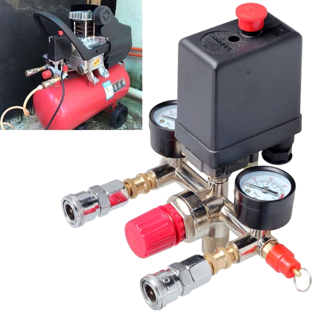 Jual 220V Pressure Switch Air Valve Manifold Air Compressor Pressure ...