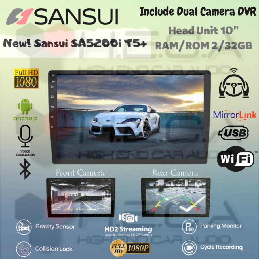 Jual SANSUI SA-5200i T5 Android 10" Inch Head Unit + Dual Camera DVR ...