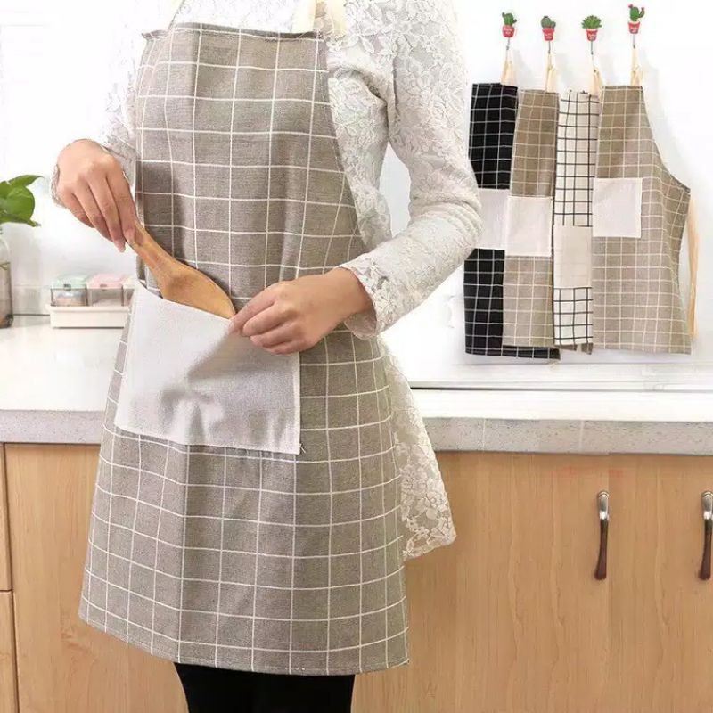 Jual Apron Motif Kotak - Celemek Kotak Hitam Kotak Putih Kotam Abu Abu ...