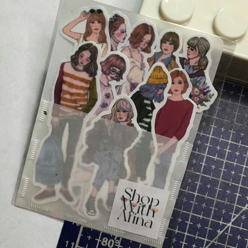 Jual Sticker Aesthetic | 10 pcs OOTD Girls Illustration Stickers Vol. 1 ...