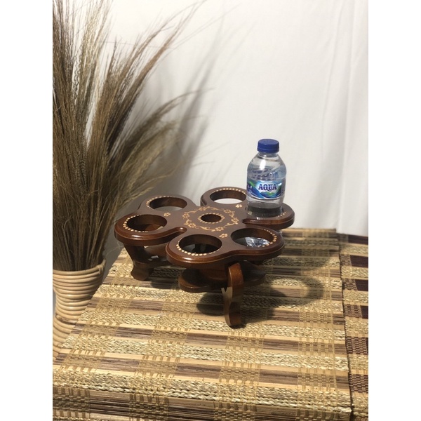 Jual Tempat minuman / tempat aqua gelas aesthetic kayu jati | Shopee ...