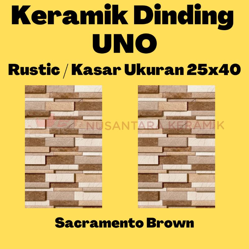 Jual Keramik Dinding UNO Rustic / Kasar Uk.25x40 Sacramento Brown ...