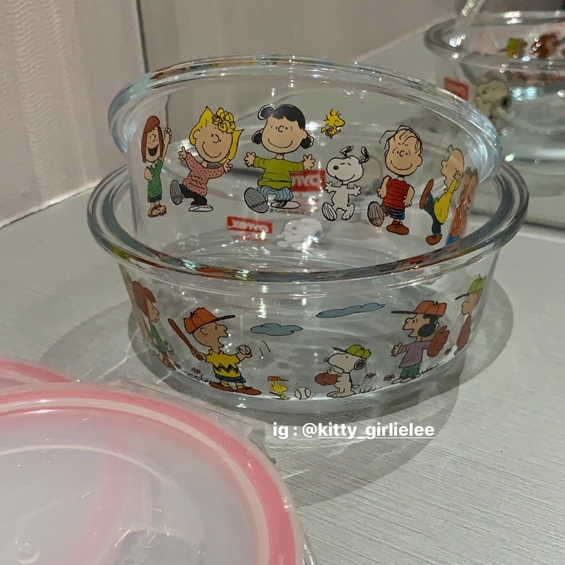 Jual pyrex snoopy 380ml atau 620ml bulat tutup merah | Shopee Indonesia