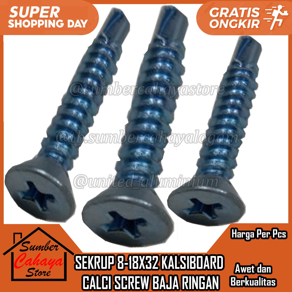 Jual SEKRUP ROOFING SDS BAUT BAJA RINGAN BAUD 1 IN 2,5 CM sekerup skrup GRC Kalsiboard ...