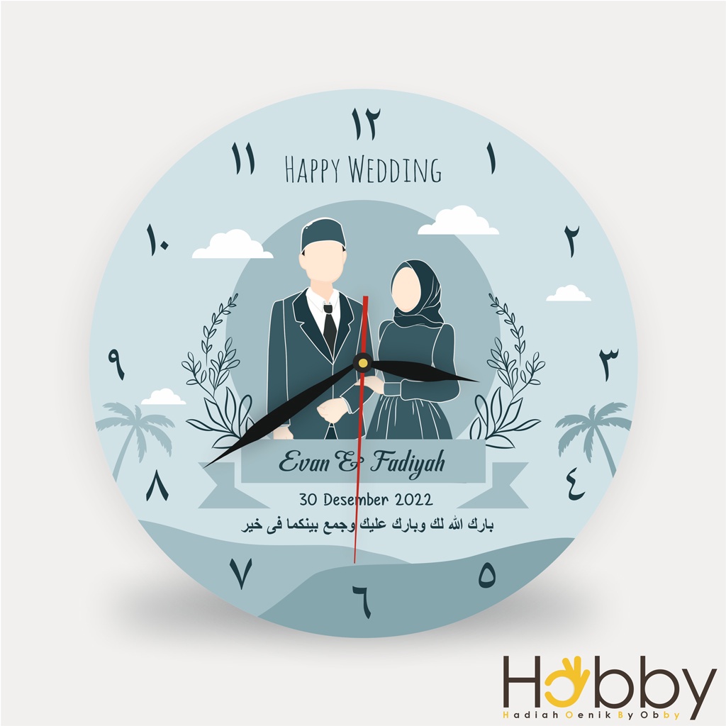 Jual JAM DINDING UNIK CUSTOM NAMA KARTUN HADIAH NIKAHAN KAYU KADO ...