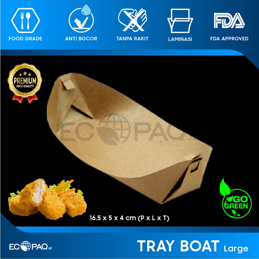 Jual Food Tray - Boat Tray - Tako Tray - COKLAT (50 pcs) | Shopee Indonesia
