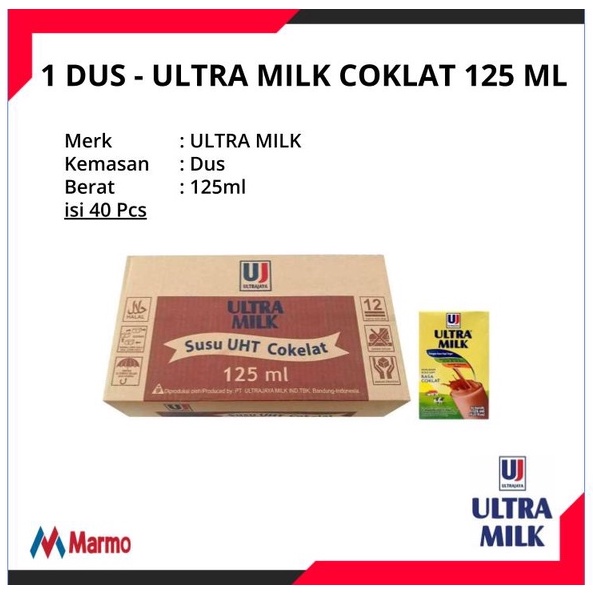 Jual SUSU UHT ULTRA MILK COKELAT 125ml x 40pcs - 1 DUS | Shopee Indonesia