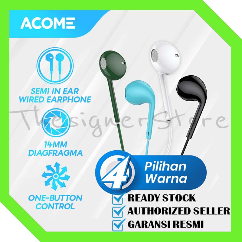 Jual Acome Wired Earphone Headset 14mm Diafragma Clear Audio Garansi ...