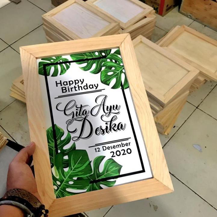 Jual LVPAI COD pigora kayu bingkai frame kayu natural + mika bening ...
