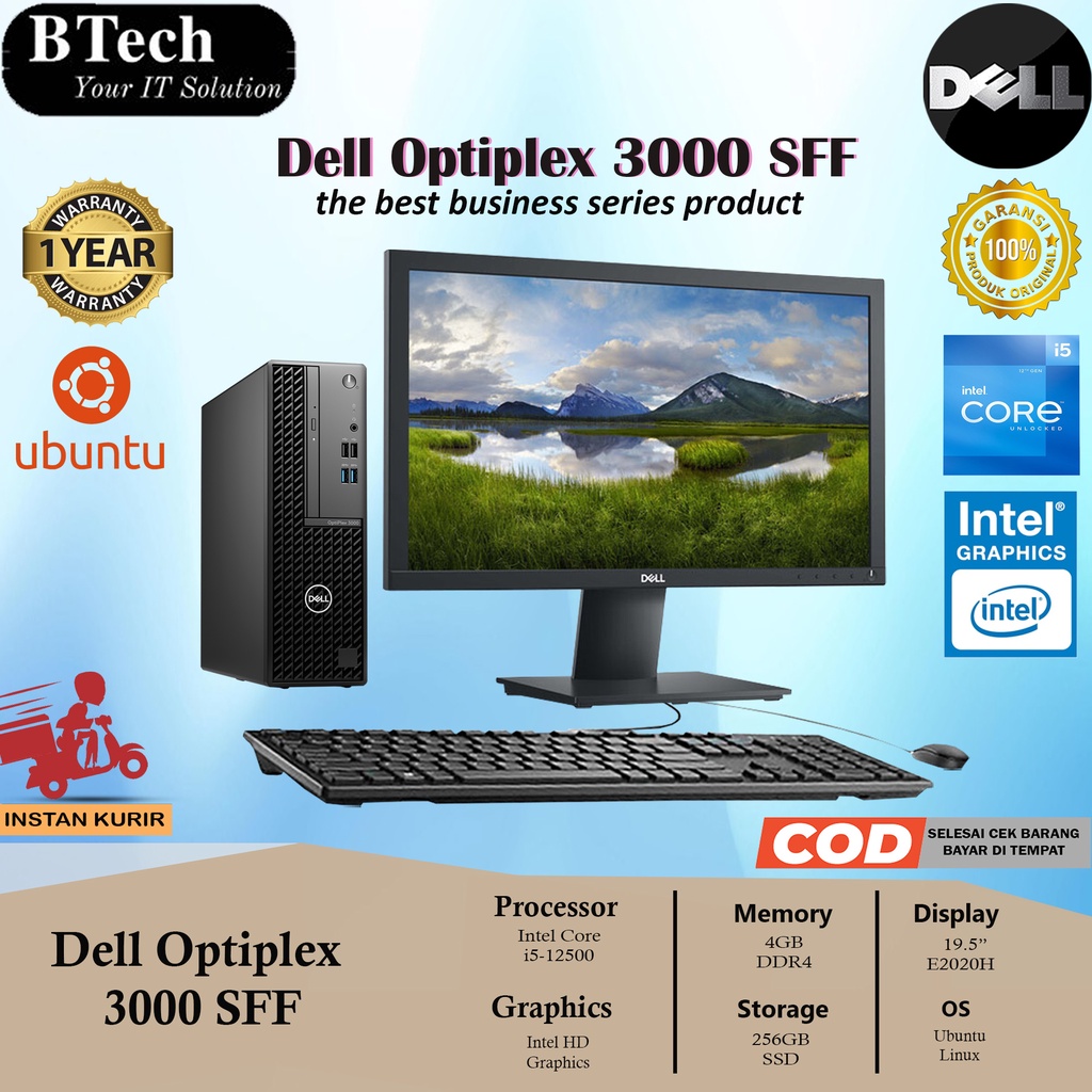Jual Dell Optiplex 3000 SFF Intel Core i5-12500 4GB 256GB SSD DVDRW DOS ...