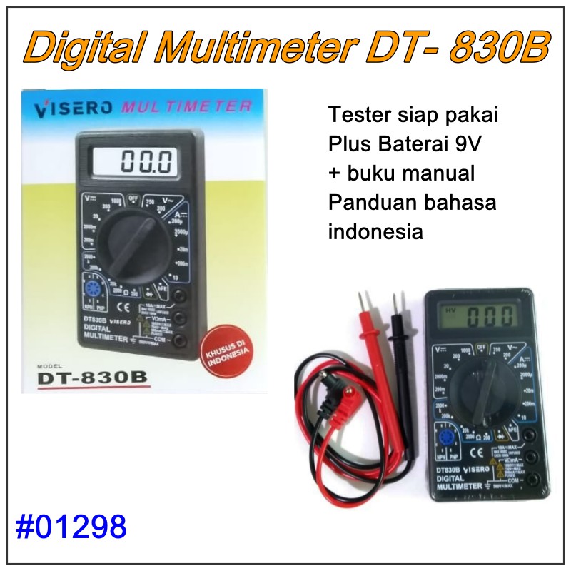 Jual Digital Multimeter DT-830B Ukur komponen Listrik AC DC Multi ...