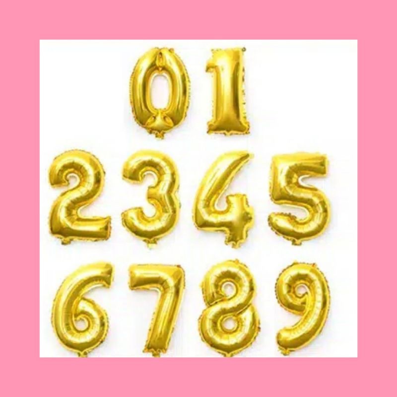 Jual [BEST SELLER] Balon Huruf Angka Gold Silver Pink biru Rose Gold ...