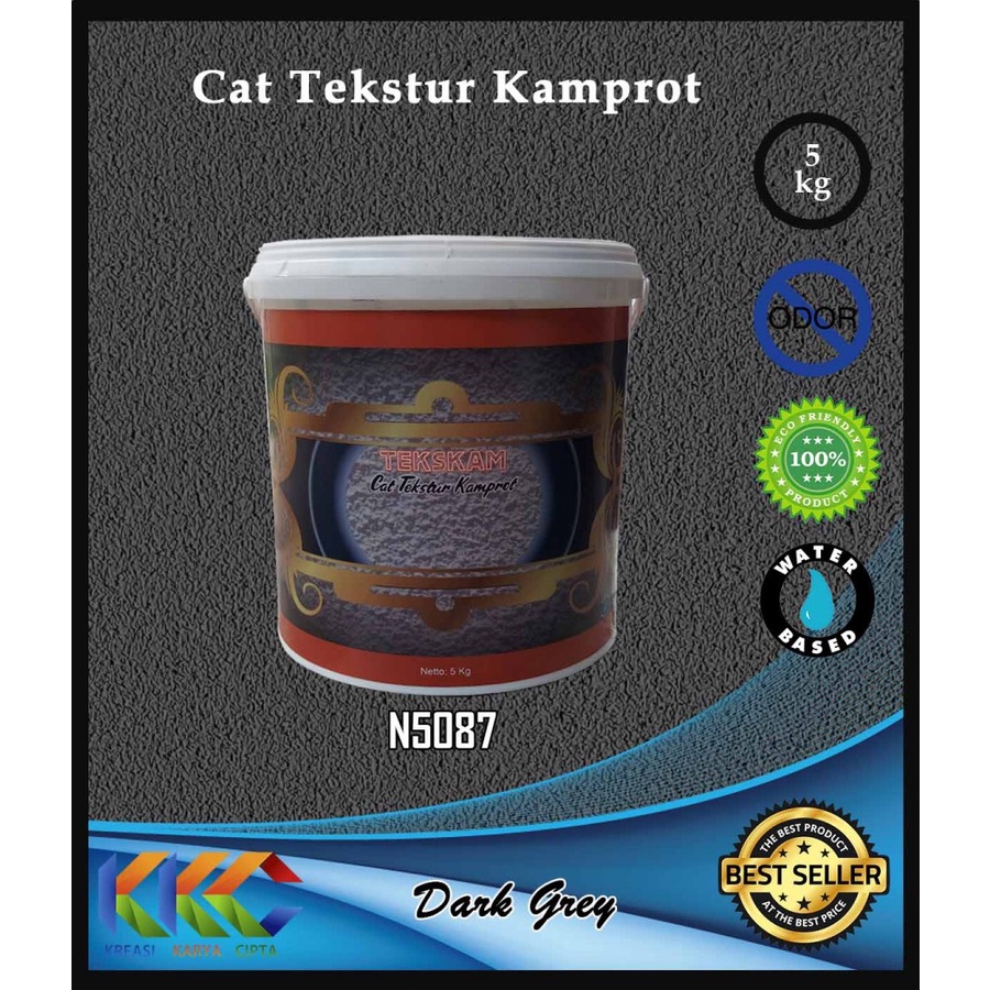 Jual Cat Tekstur Dinding Kamprot 5 Kg - Tekskam N Dark Grey | Shopee ...