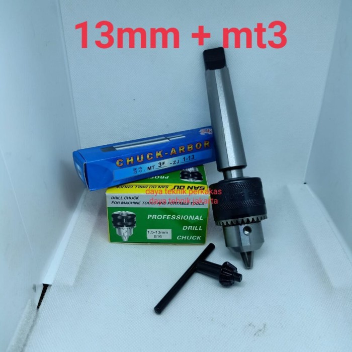 Jual kepala bor magnet 13mm b16 + asbor mt3 drill Chuck 13mm b 16 dtp ...