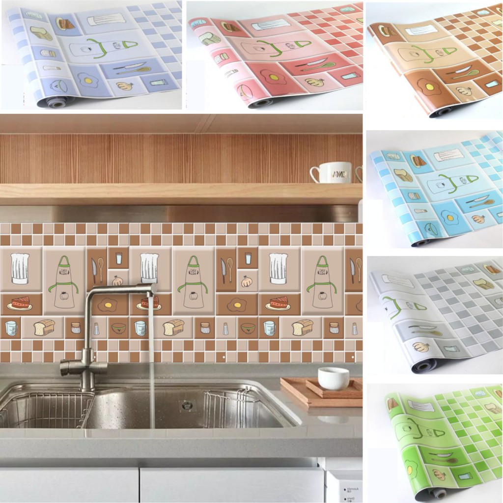 Jual Sticker dinding dapur/wallpaper bahan pvc uk 60cm x 5m/roll anti ...