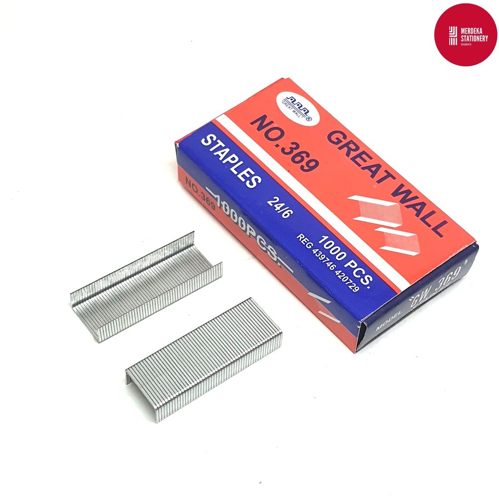 Jual Isi/Refill Staples/Stapler/Jepretan Great Wall/Greatwall No.369 24 ...