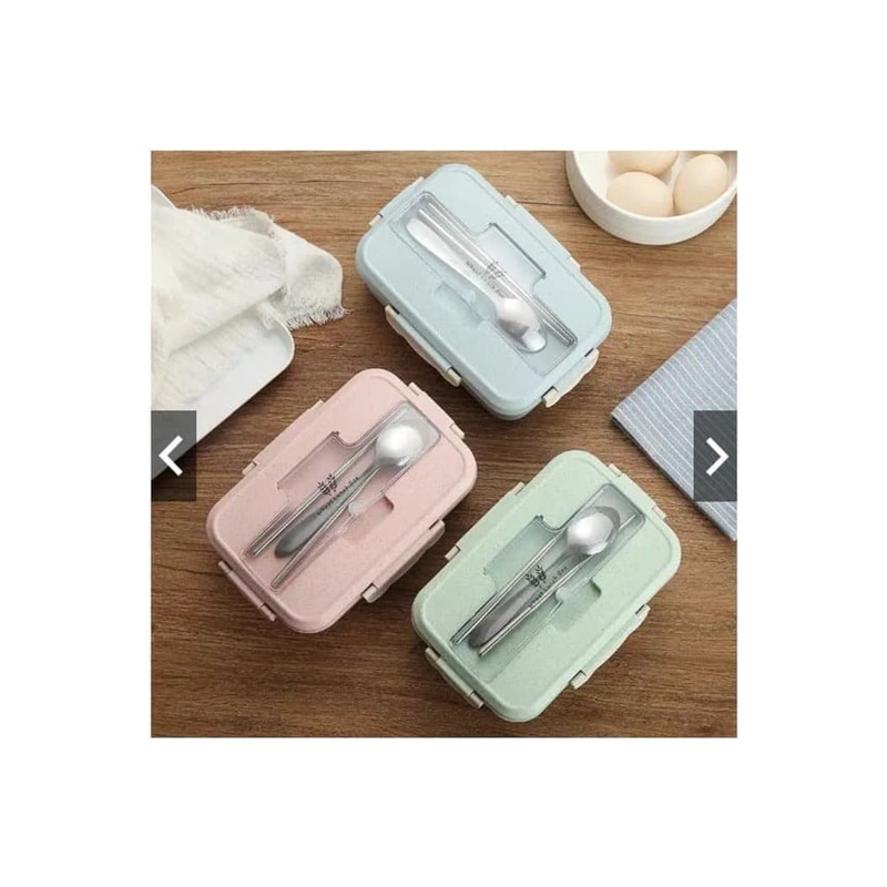 Jual KJ!! TEMPAT MAKAN LUNCH BOX KOTAK MAKAN OMPRENG POLOS SENDOK SET BPA FREE BAHAN GANDUM ...