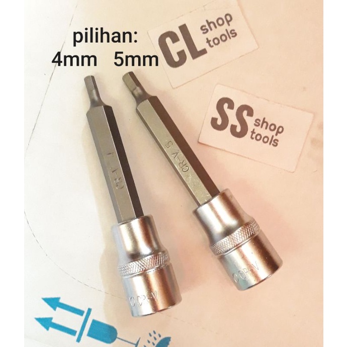 Jual MATA SOCK OBENG KETOK HEX BIT 4mm 5mm 1/2" kunci L biasa hexagon ...
