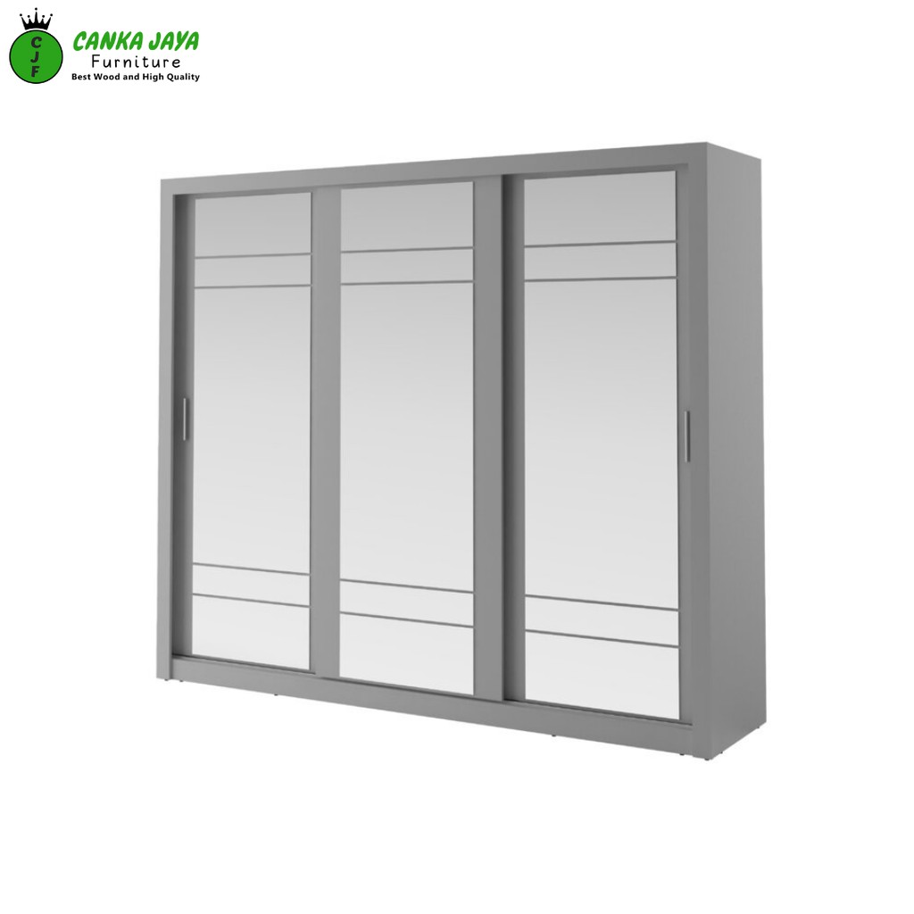 Jual CANKA Brayden - Lemari Pakaian Sliding Kaca 3 Pintu Minimalis ...