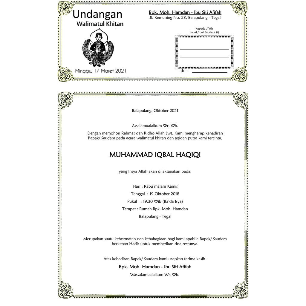 Jual Undangan Walimatul Khitan Undangan Kenduri Hajatan Murah Bisa ...