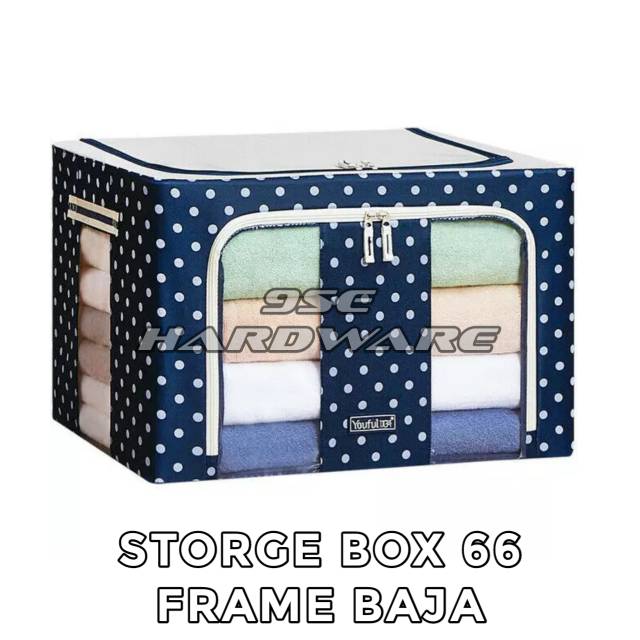 Jual STORAGE BOX 66 Kotak Penyimpanan frame baja Double Zipper Large Box 66L | Shopee Indonesia