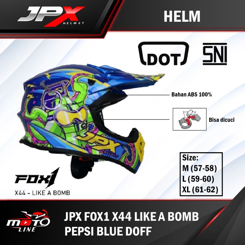 Jual HELM JPX FOX1 X44 like a bomb pepsi blue doff | Shopee Indonesia