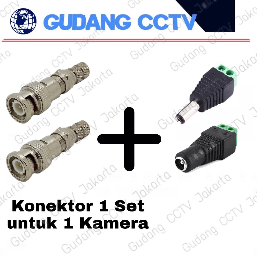 Jual Konektor CCTV 1 Set BNC Plus Jack DC Siap Pasang / Connector 1 Camera | Shopee Indonesia