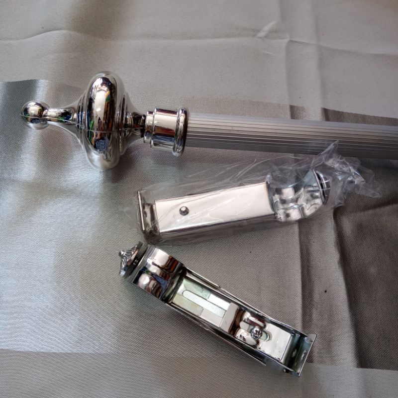 Jual Besi Bulat silver_Besi Gorden pipa/Rollet_fullset | Shopee Indonesia